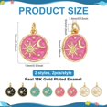 8Pcs 4 Colors Rack Plated Brass Enamel Charms Flat Round with Sun Moon ...