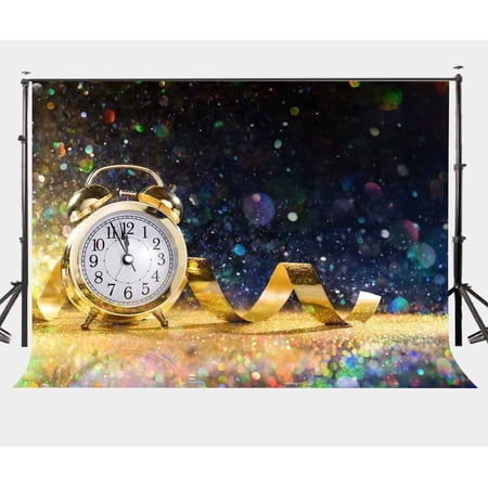 EREHome Polyester Fabric 7x5ft Clock Time Backdrop Colorful Glittering ...