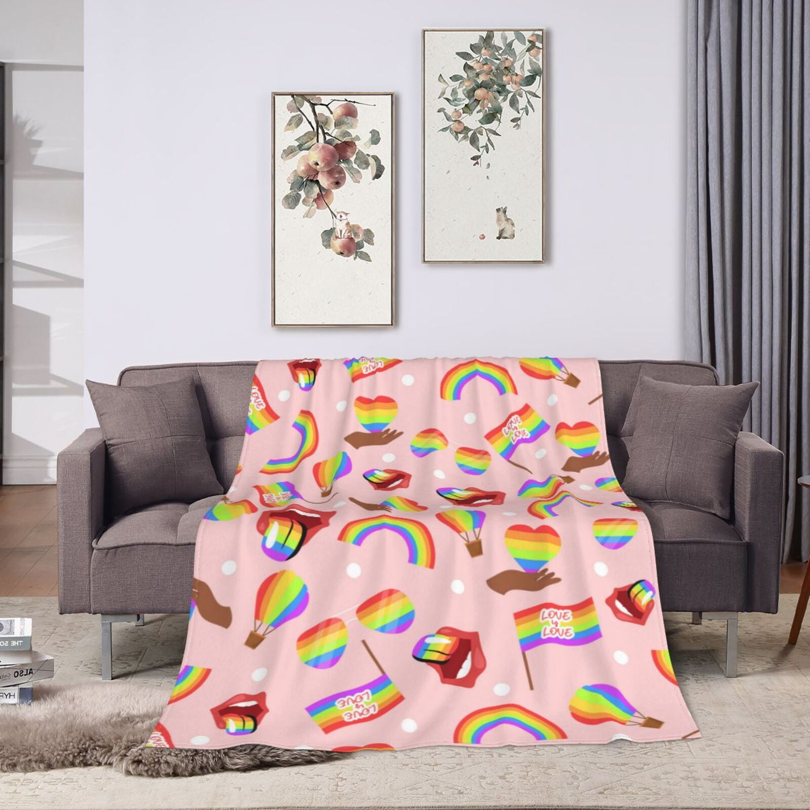 ZNDUO Rainbows Lgbtq Pride Pattern Throw Blanket, Lightweight Cozy Soft ...