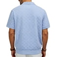 Ceisia Men Square Grid Textured V Neck Polo Shirt Short Sleeve ...