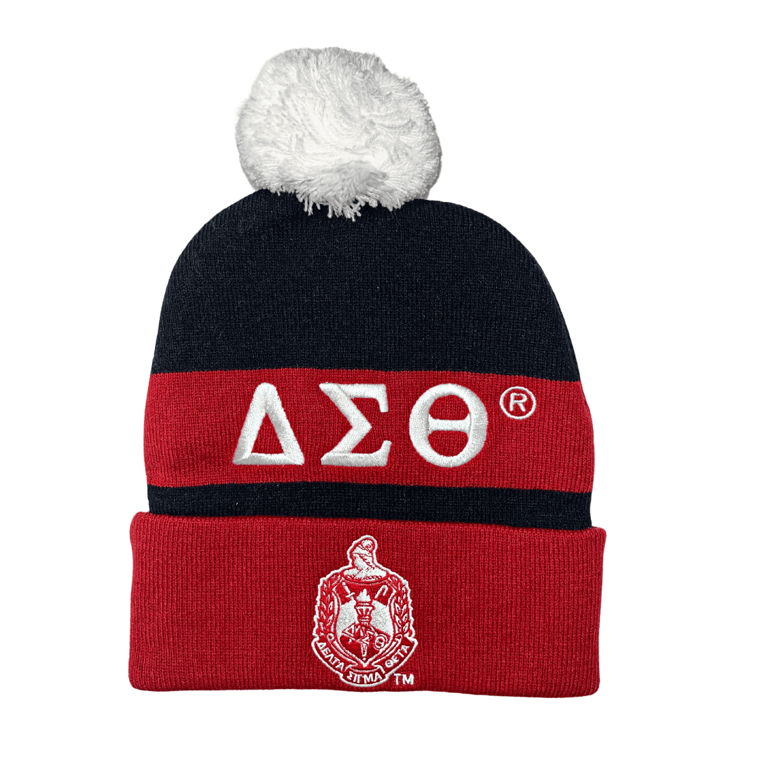Delta Sigma Theta Embroidered Knit Hat Black - Walmart.com