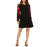 Msk Crew Neck Dress With Patterned Sleeve,Womens - Walmart.com