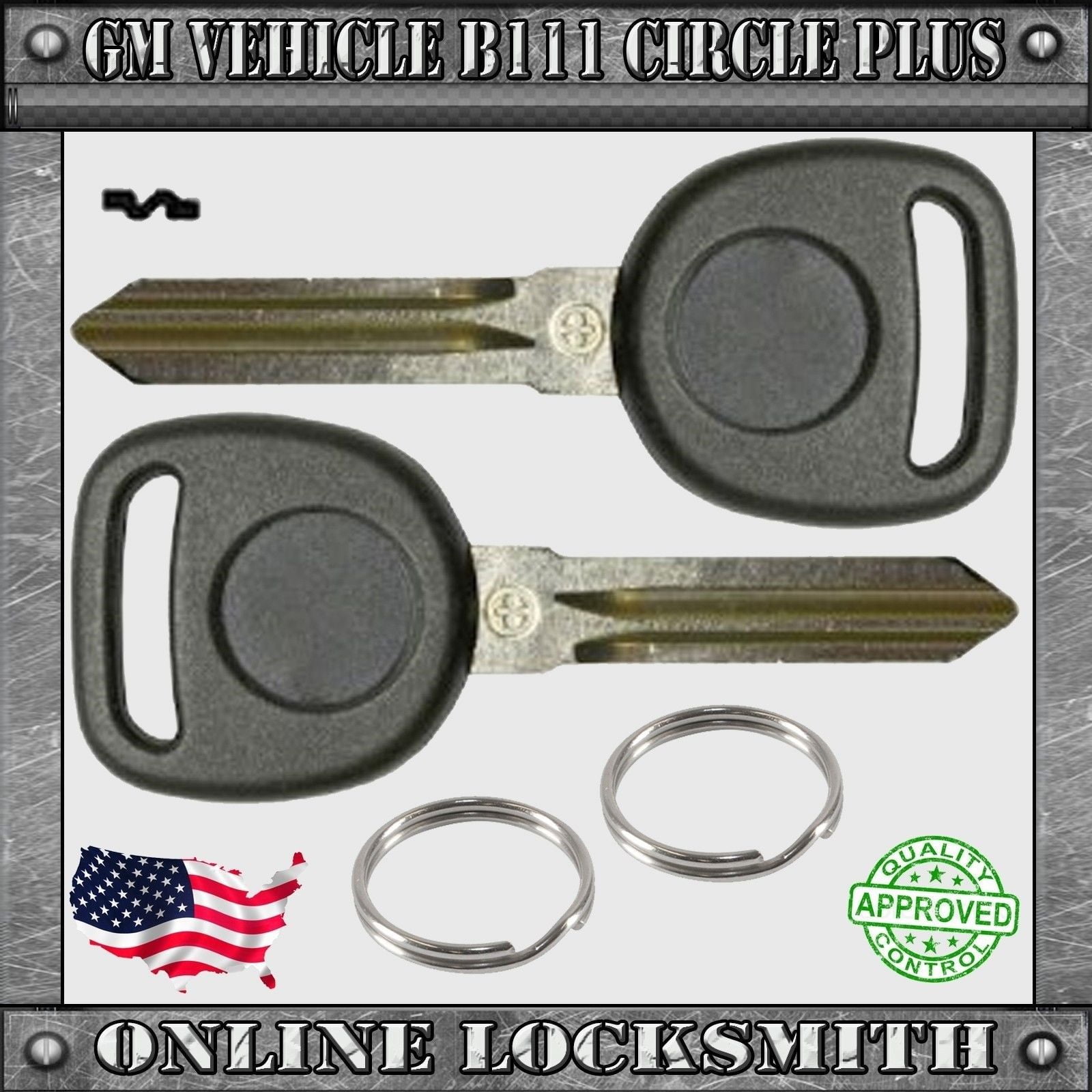 2 Keys Chevrolet Chevy B111 Circle Plus Transponder Chip Key Uncut ...