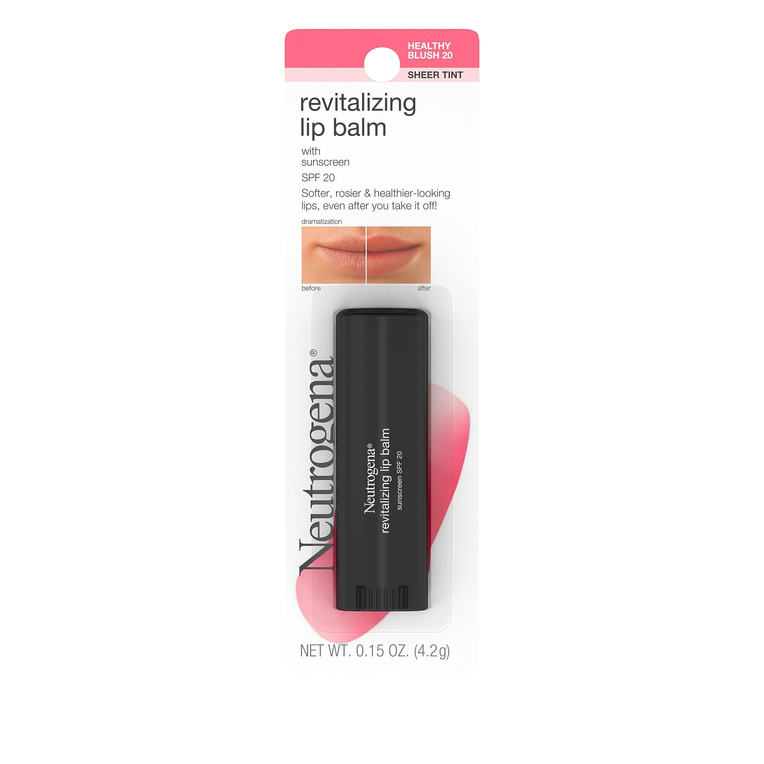 Bálsamo labial Neutrogena Revitalizing con protector solar SPF 20, 4,4 ...