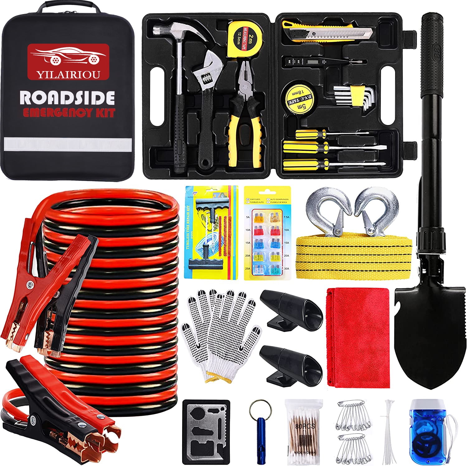 YILAIRIOU Car Emergency Roadside Kit - Auto Vehicle Safety Road Side ...