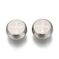 1pc Resistant 304 Stainless Steel Beads Flat Round with Saint Benedict ...