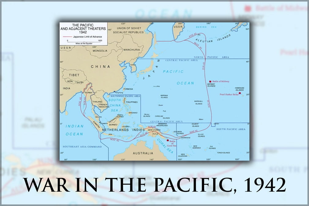 24"x36" Gallery Poster, map of the Pacific Theater of Operations ...