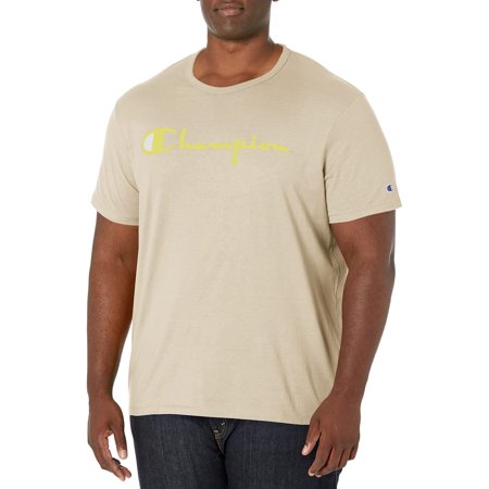 Champion Men's Lightweight Short Sleeve Tee, Script Logo, Pebblestone ...