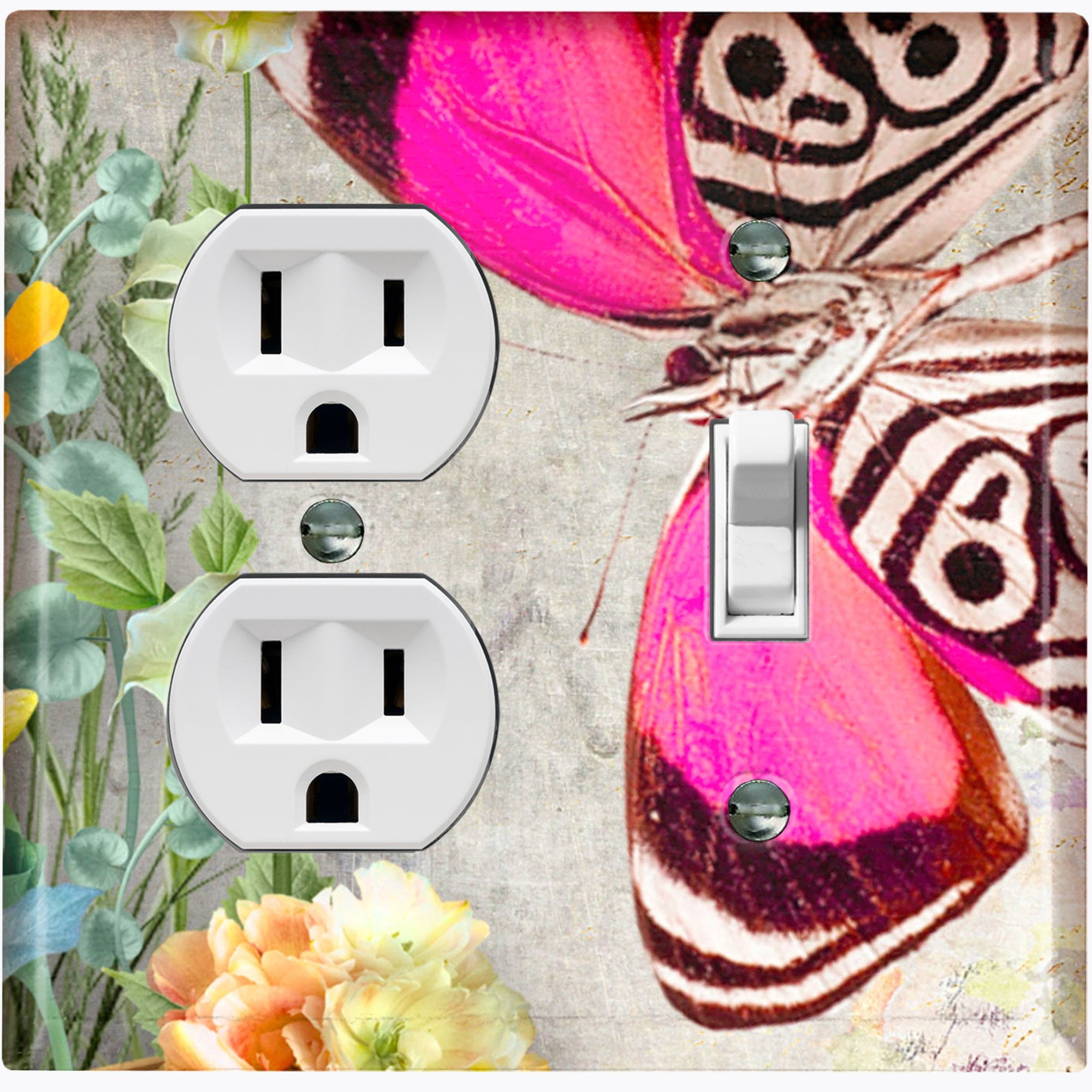 Metal Light Switch Plate Cover Floral Nature Butterfly Scripture Damask ...