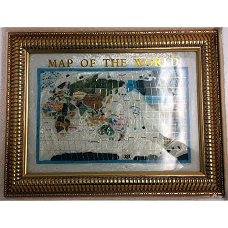 Unique Art 26-Inch Cross with Frame Pearl Ocean Gemstone World Map with ...