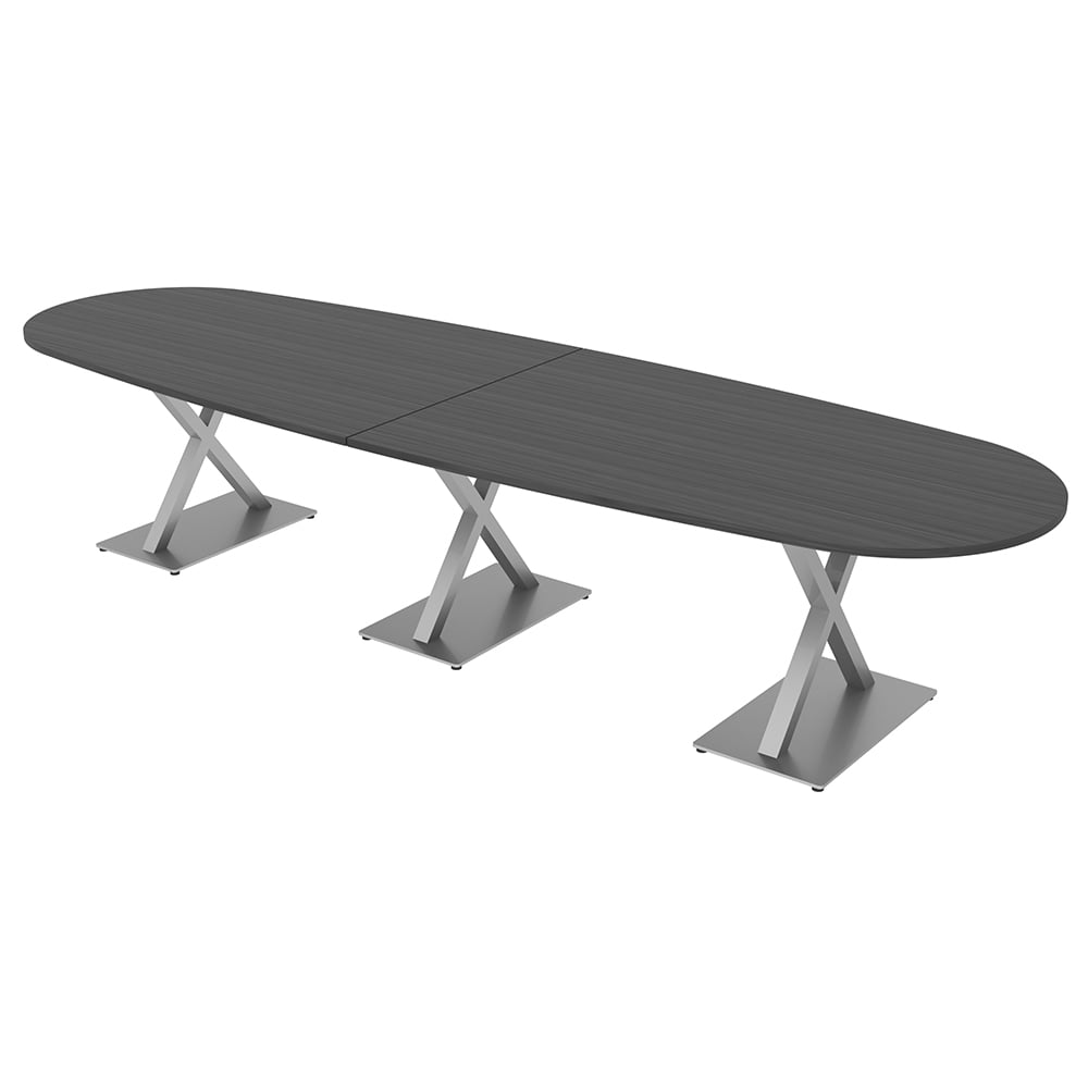 12 Person Boat Oval Conference Table With X Bases Power And Data Units ...