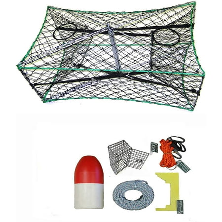 KUFA Galvanized Foldable Crab Trap & Accessory Kit (5/16" x100' Non ...