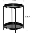 danpinera 2 Tier Side Table, Removable Tray, Round End Table for Indoor ...