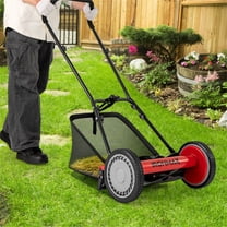 16" Red Push Lawn Mower – 5-Blade Cutting System 7 Gal Grass Catcher ...