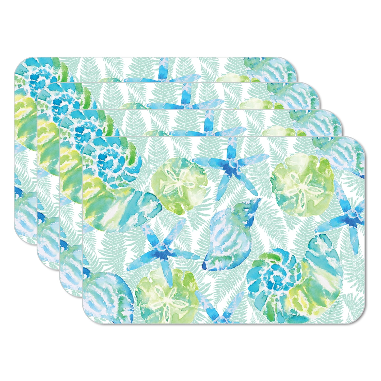 CounterArt "Isla Mona Shells" 4 Pack Reversible Flexible Plastic Table ...