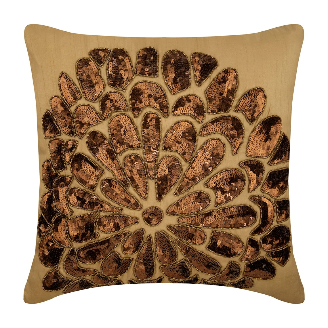 Pillow Case, Beige Pillow Shams, Sequins Flower Floral Theme Pillow ...