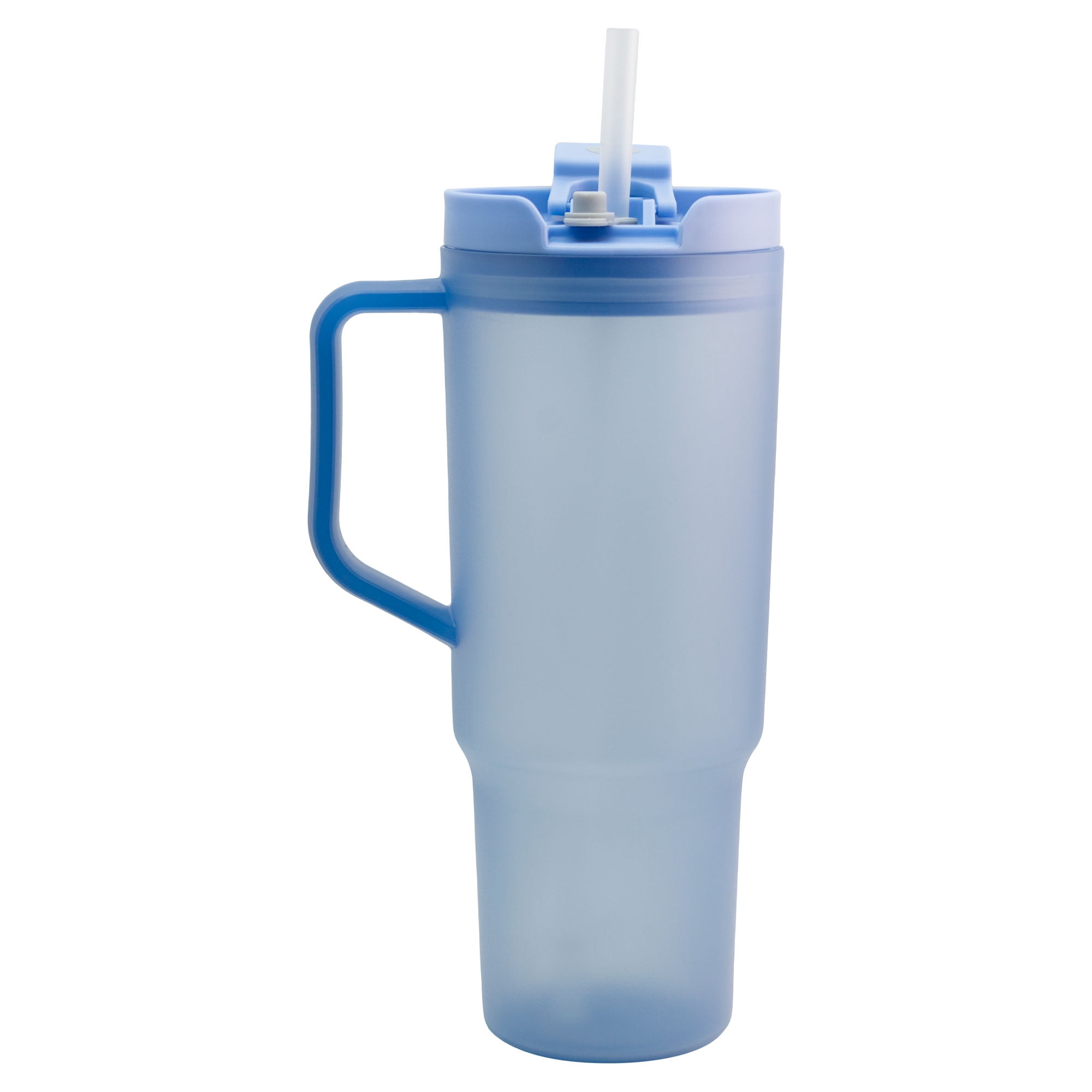 Termo de Plástico con Tapa Doble y Popote, Vaso Alto Reutilizable con ...