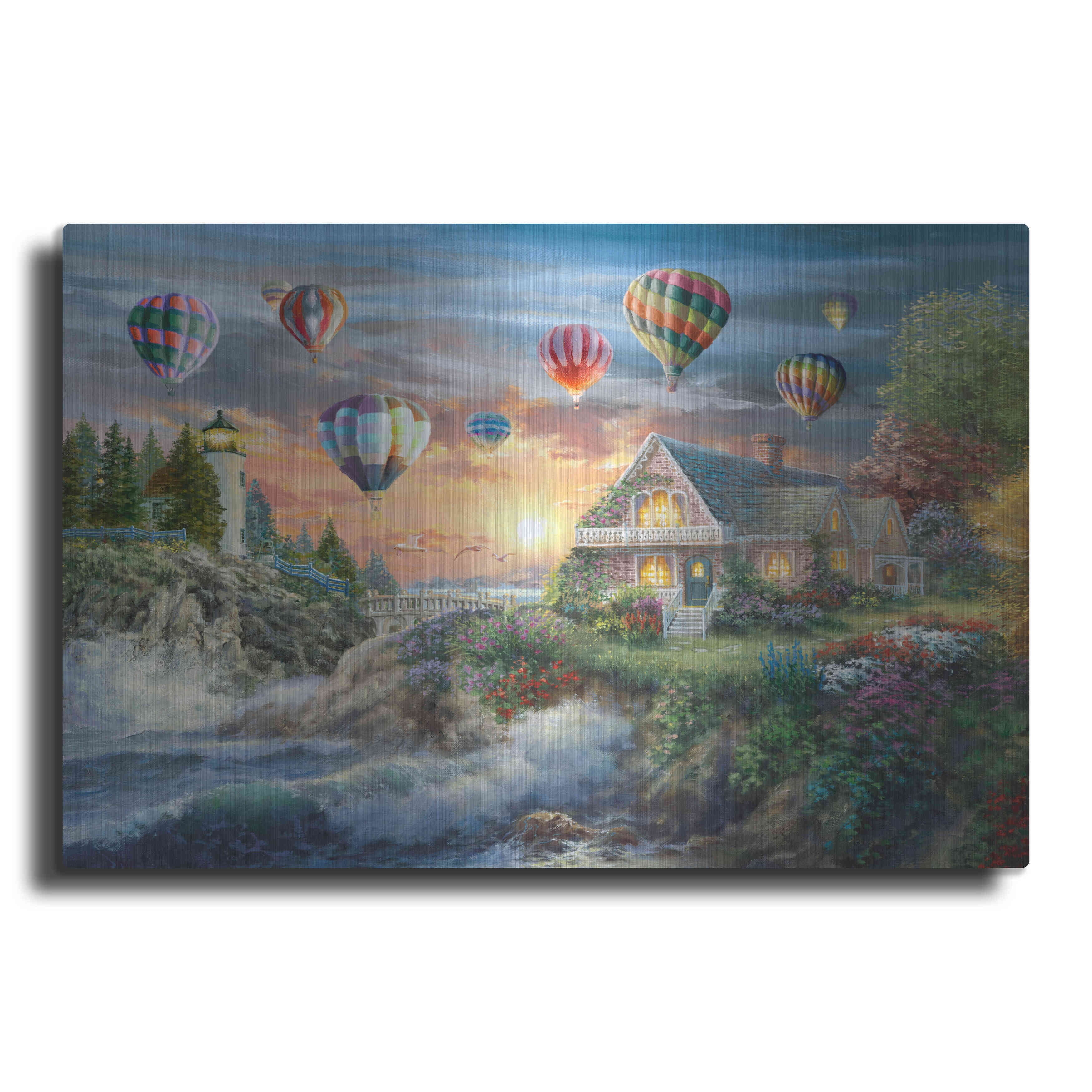 Luxe Metal Art 'Balloons over Sunset Cove' by Nicky Boehme, Metal Wall ...