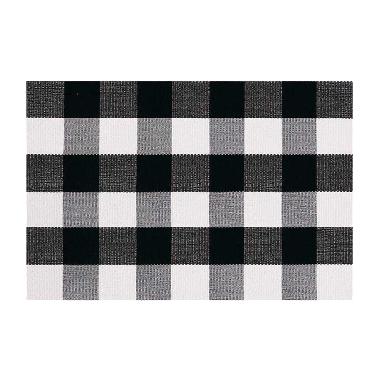 Black And White Check Door Mat Farmhouse Checkered Home Decor - 60x90cm ...