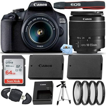 Canon EOS 2000D / Rebel T7 with 18-55mm III Lens - 30PC Accessory ...