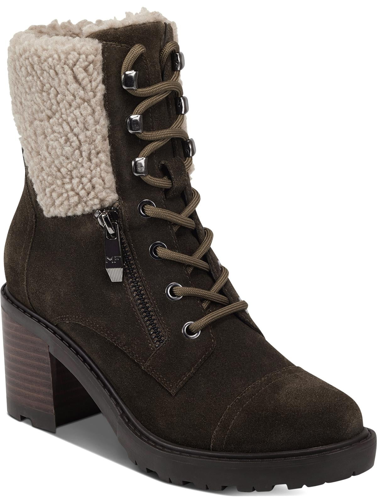 Marc Fisher Womens Lansly Suede Lug Sole Lace-Up Boot Green 5 Medium (B ...