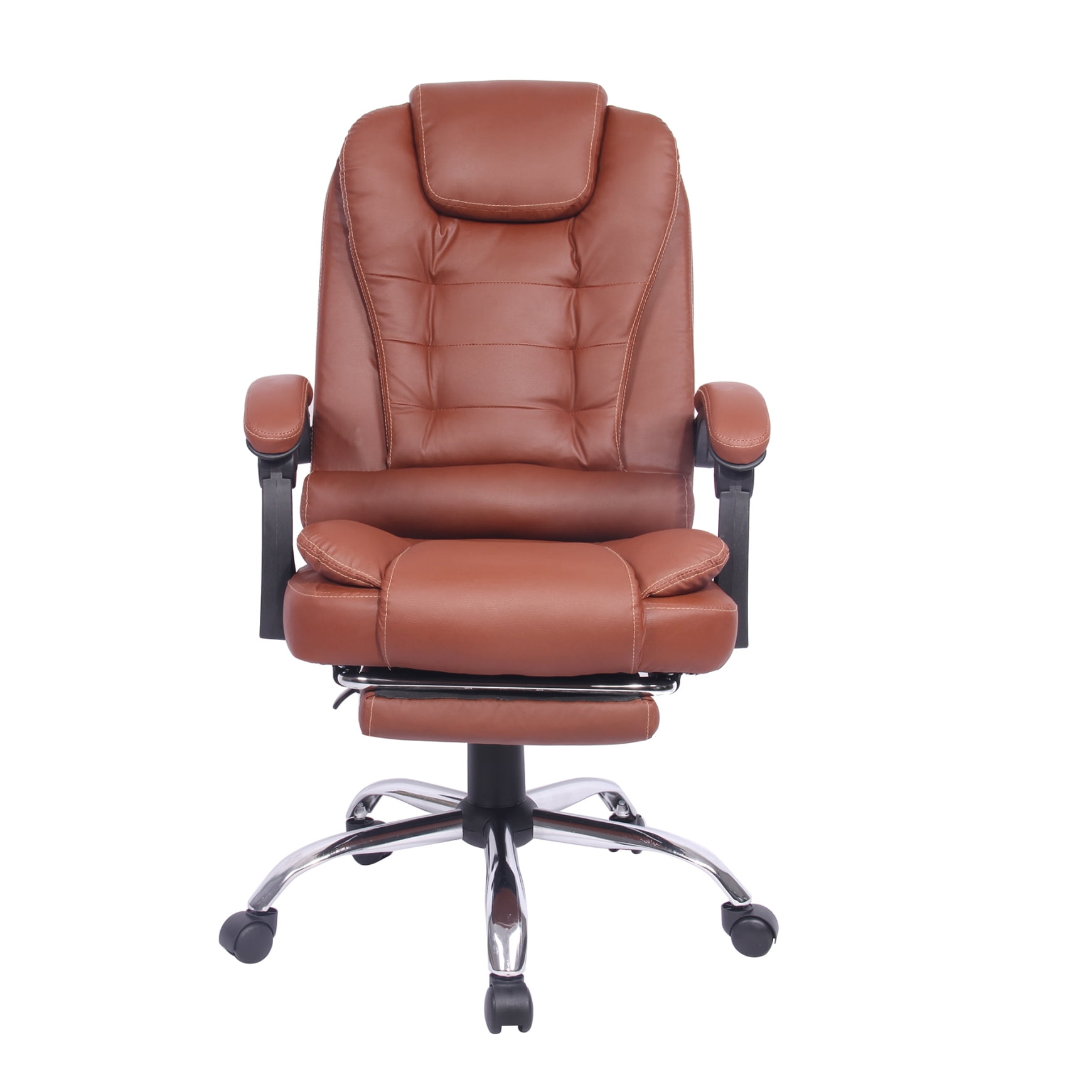 Adjustable Height Reclining Chair, PU Leather Swivel Desk Chairs ...