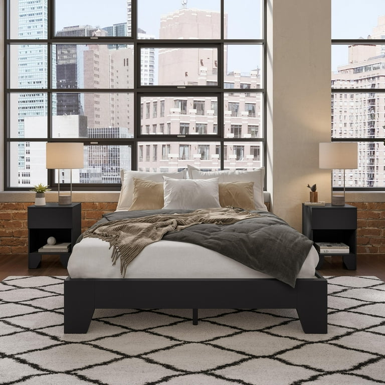 Black bed frame queen no headboard store