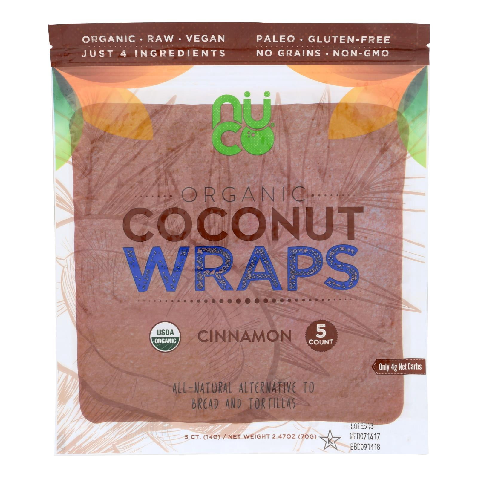 Nuco Cinnamon Organic Coconut Wraps - Case of 12 - 2.47 OZ - Walmart.com