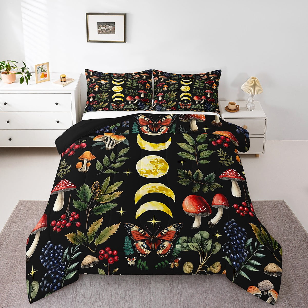 Click here for Erosebridal Butterfly Mushroom Bedding King Comfor... prices