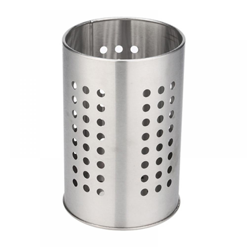 Stainless Steel Kitchen Utensil Holder Flatware Cylinder Silverware ...