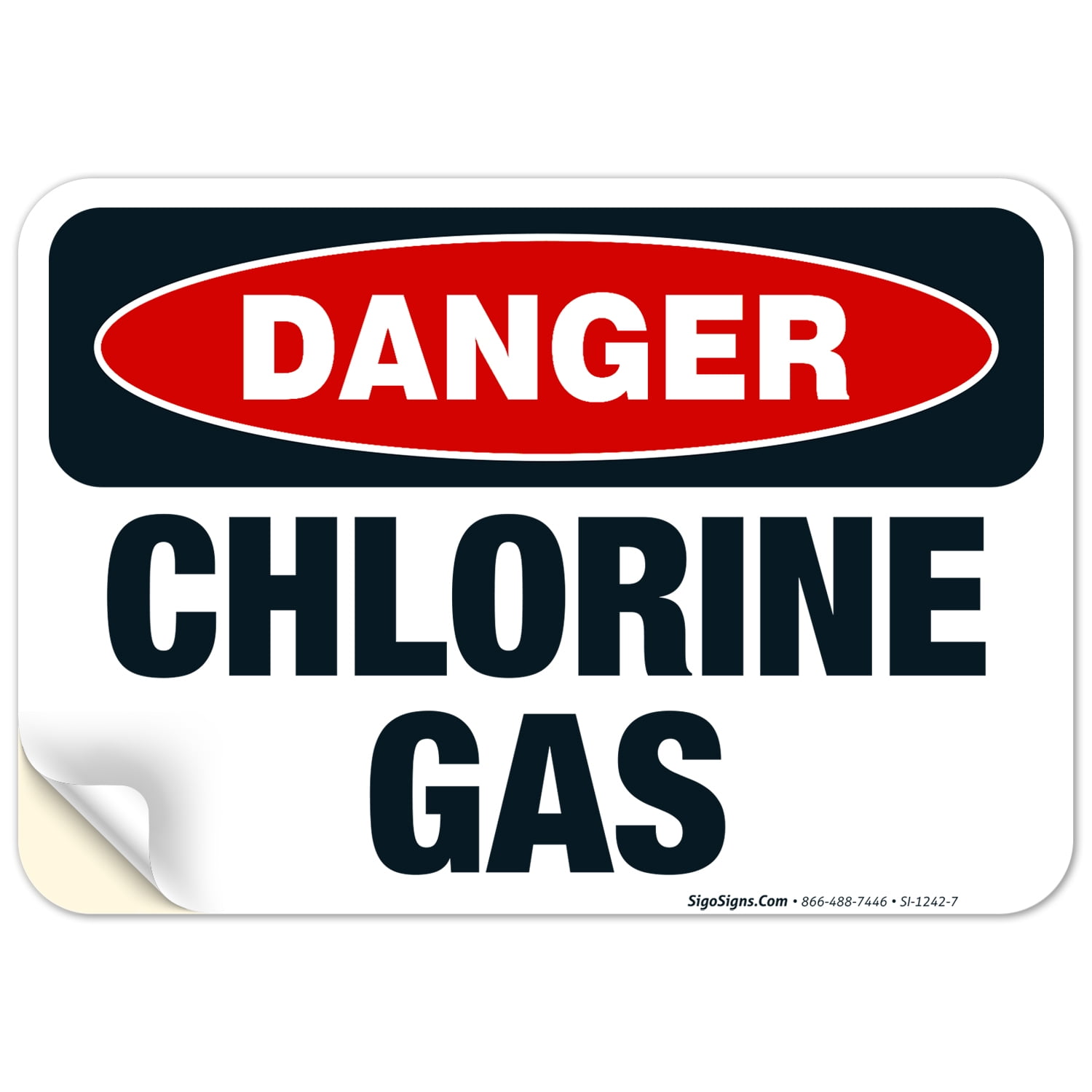 Danger Chlorine Gas Sign, OSHA Danger Sign, 10x7 Vinyl Sticker ...