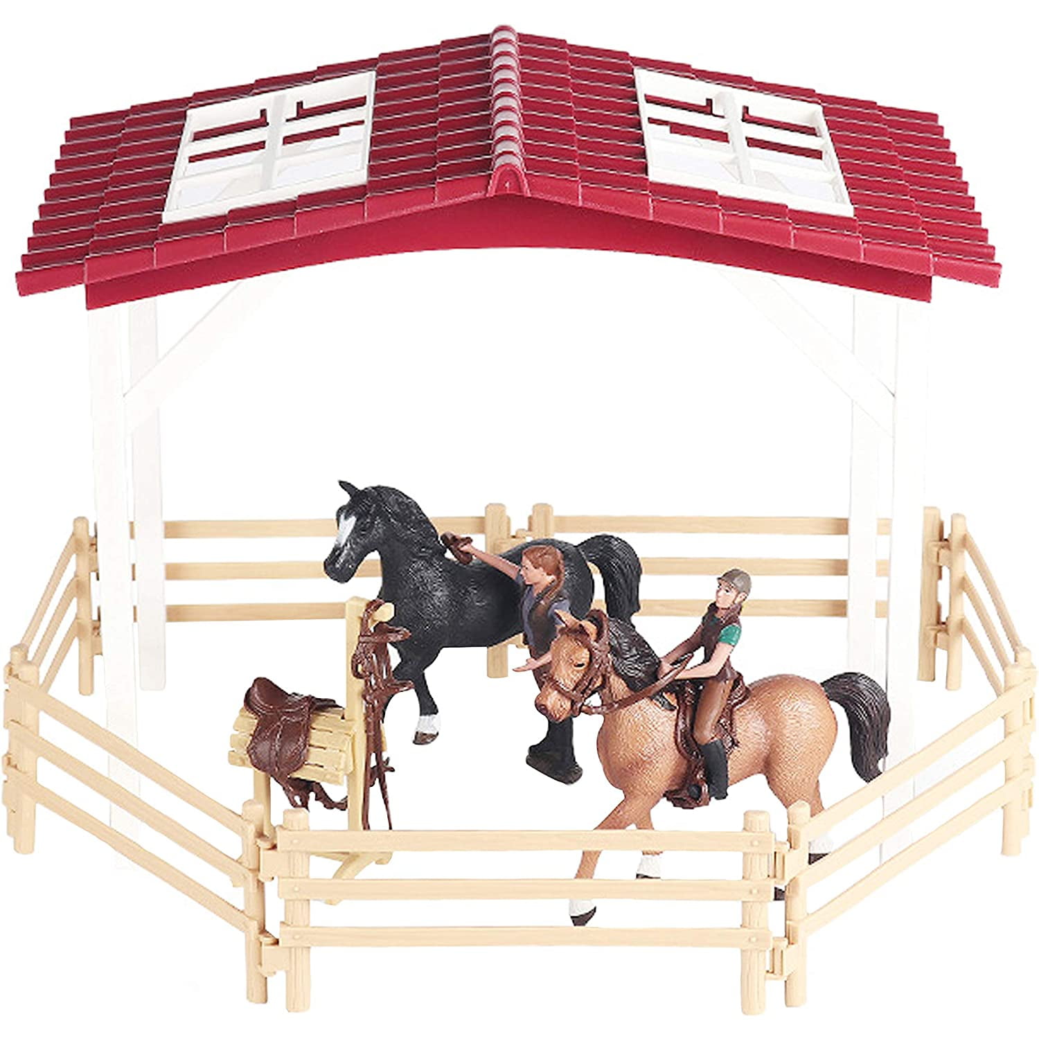 Holzlrgus Simulated Realistic Farm Horse Stable with Wash Stall Set ...