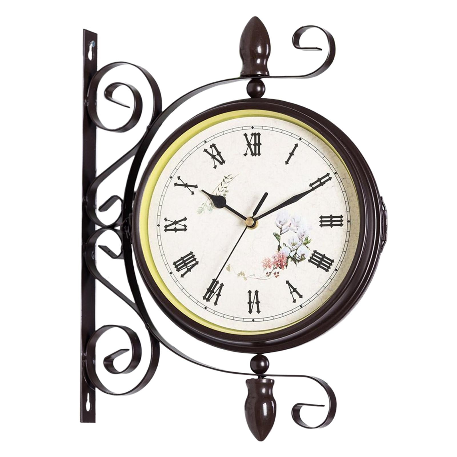 Antique Style Double Sided Wall Clock Quiet Decoration Powered Hanging ...