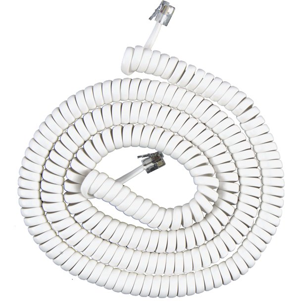 onn. 15ft Telephone Coiled Handset Cord, White, ONB16TE016 - Walmart.com