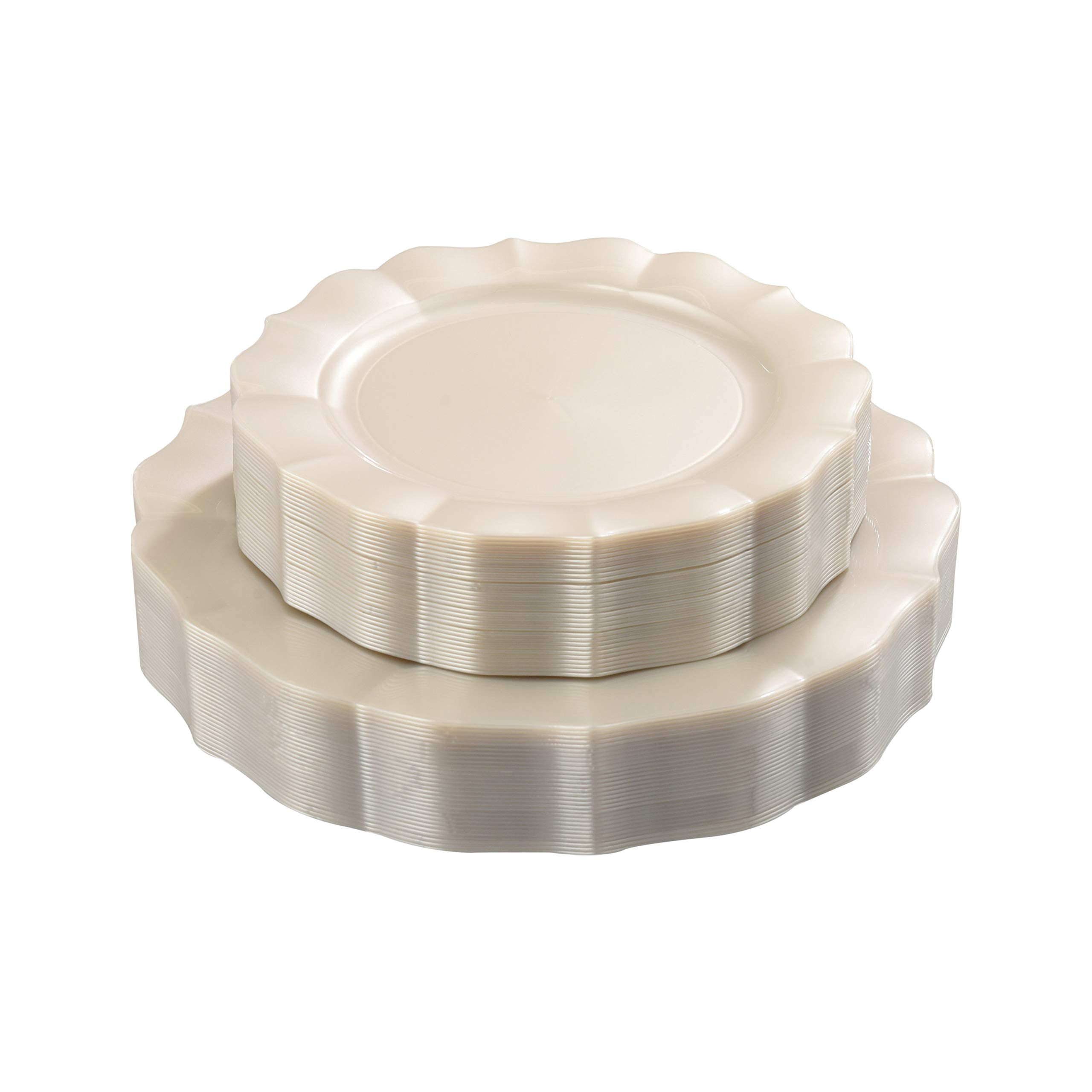 Pearl Plastic Plates, Scalloped Rim Pearl Disposable Party Plates, 20 ...