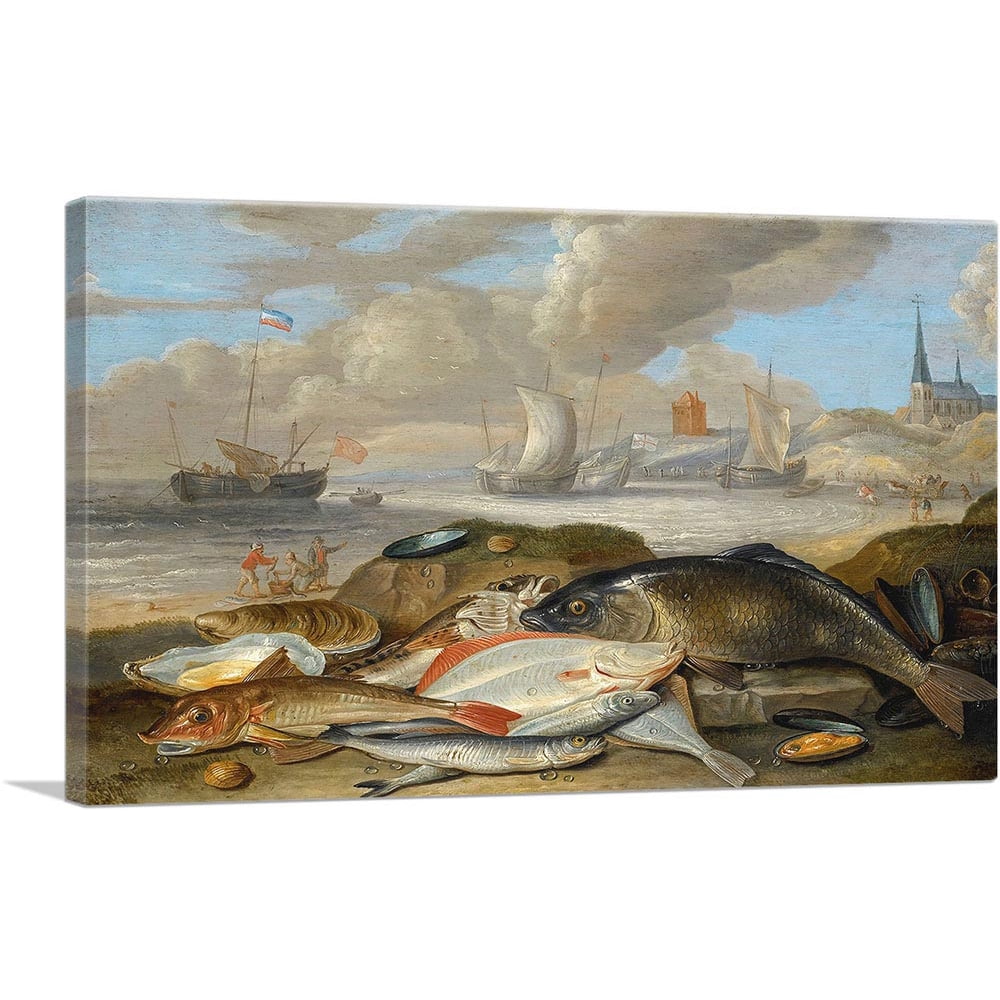 ARTCANVAS Still Life Fish Harbor Landscape Allegory Of Element Water ...