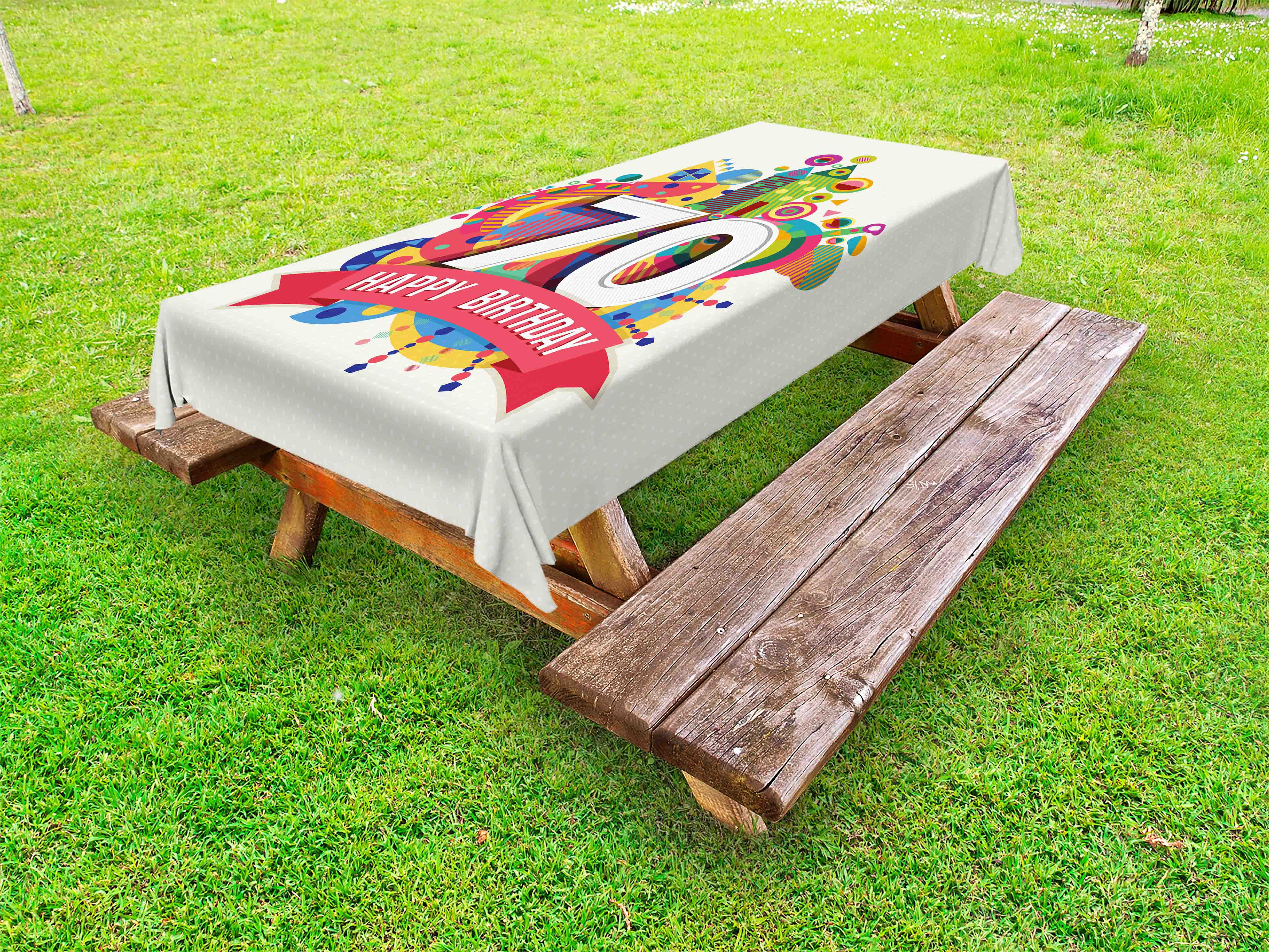 70th Birthday Outdoor Tablecloth, Modern and Geometrical Design on ...