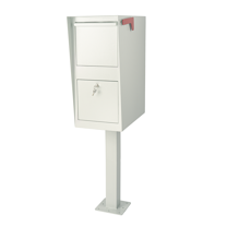 QualArc 14 in. Manchester Non-Locking Column Mount Mailbox with Decorative Pineapple Logo in ...