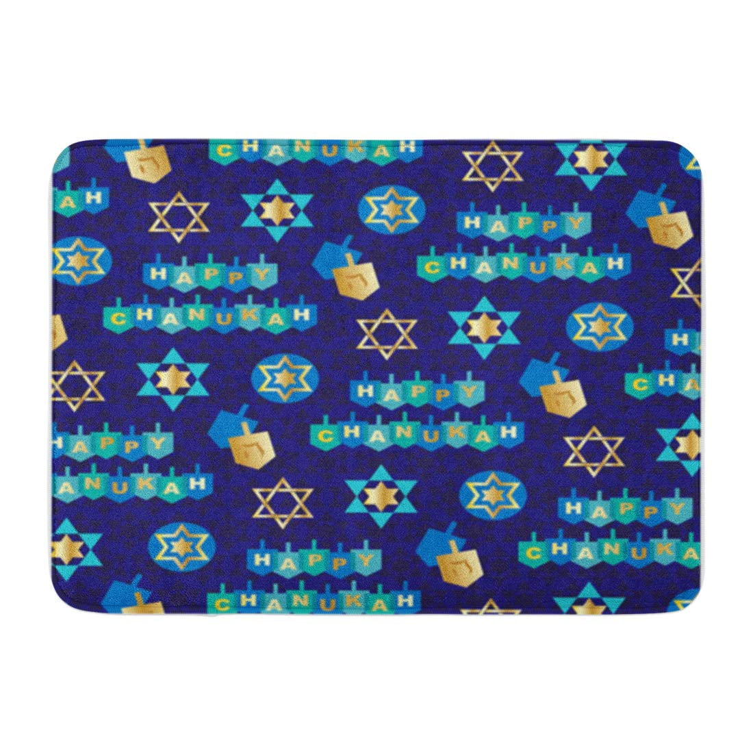 SIDONKU Dreidel Blue Gold Chanukah Pattern Hannukah Crystal Doormat ...