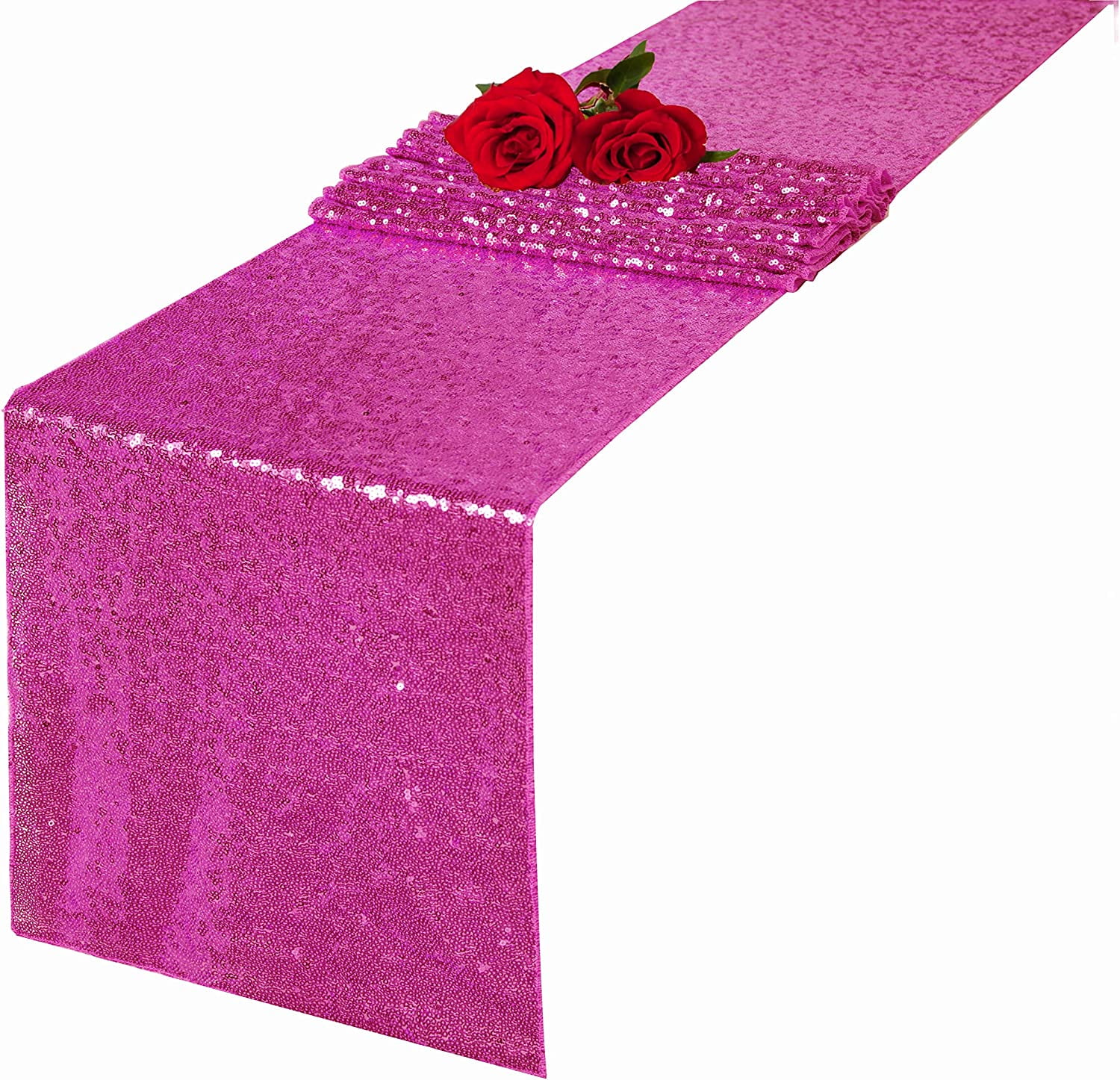 Zukuco Glitter Sequin Table Runner 12x108 inch for Sparkling Table ...
