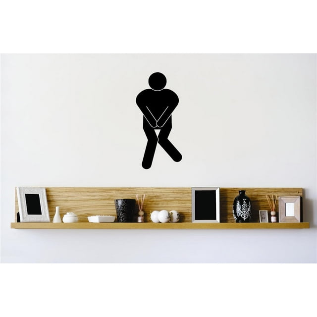 Design With Vinyl Artwork Funny Toilet Man Boy Needing To Pee Restroom ...