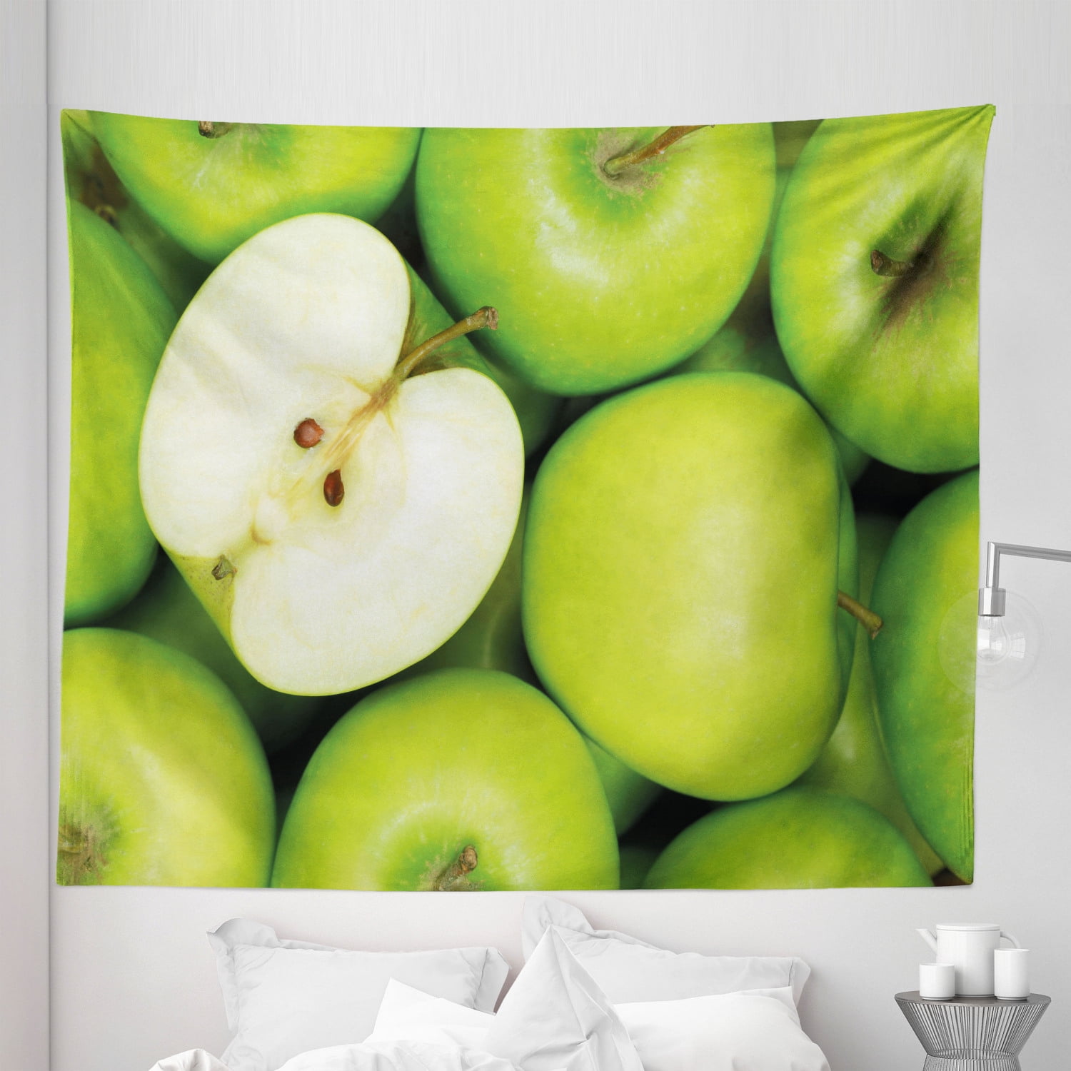 Fruits Tapestry, Realistic Looking Pile of Green Apples Healthy Snack ...