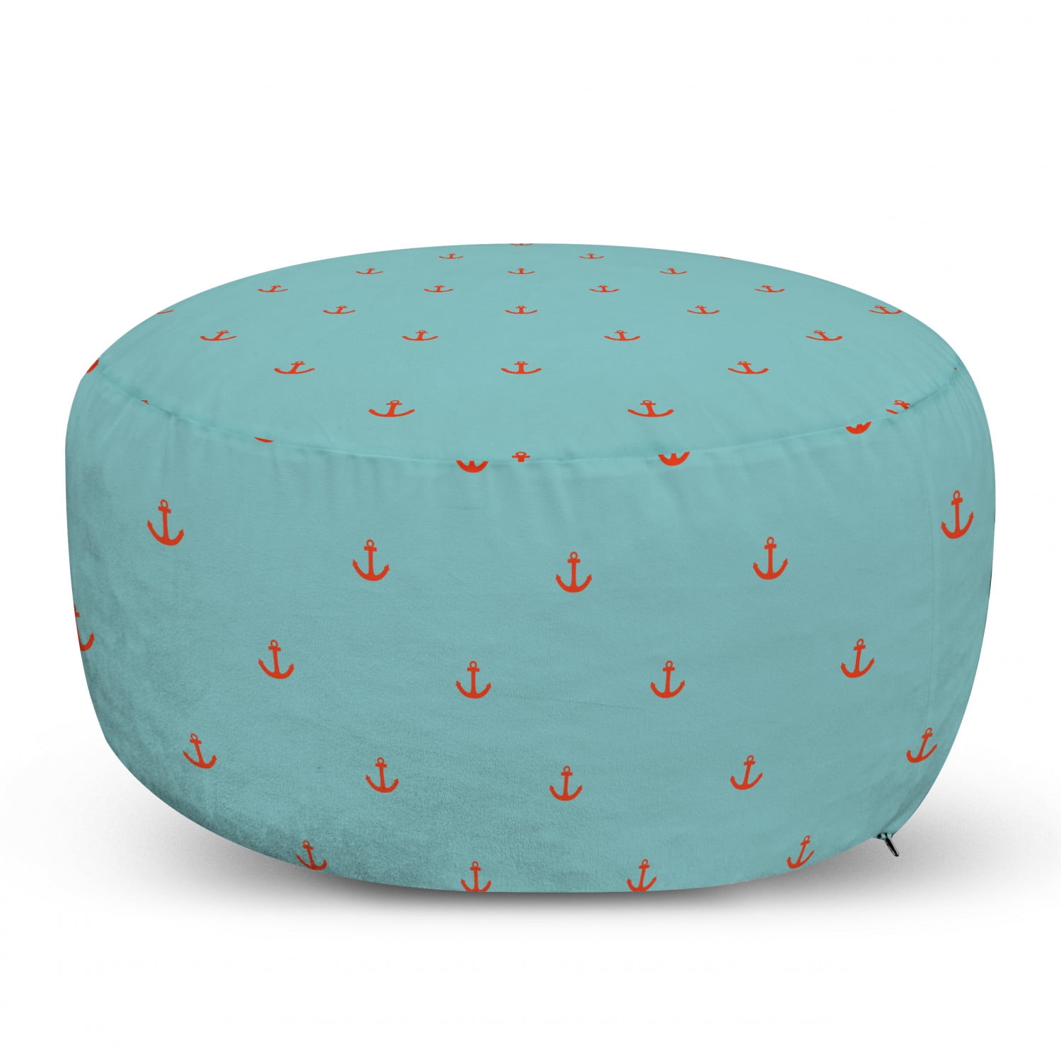 Anchor Pouf Cover with Zipper, Nauticals on Pastel Colored Background ...