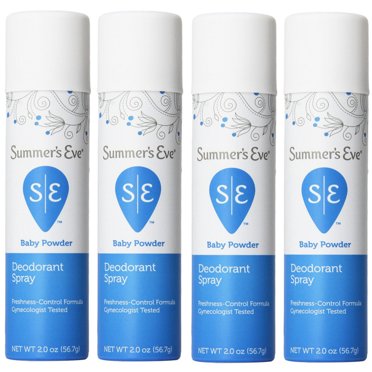 4 Pack - Feminine Deodorant Spray Baby Powder 2 oz - Walmart.com