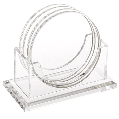 Huang Acrylic 4" Round 4-Coaster Set w/Holder (Clear) - Walmart.com