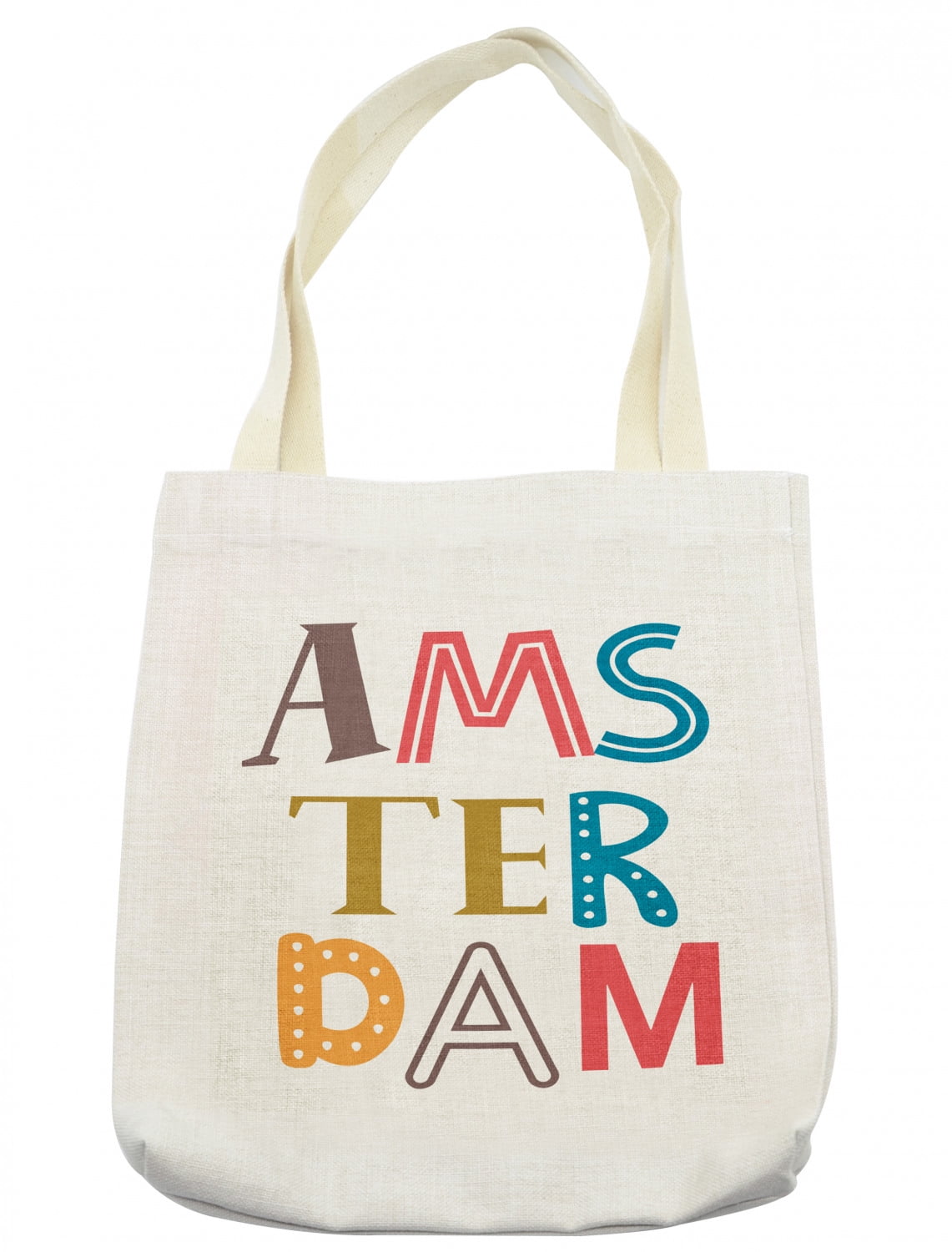 Amsterdam Tote Bag, Pattern of Funky Colorful Lettering Arranged on a ...