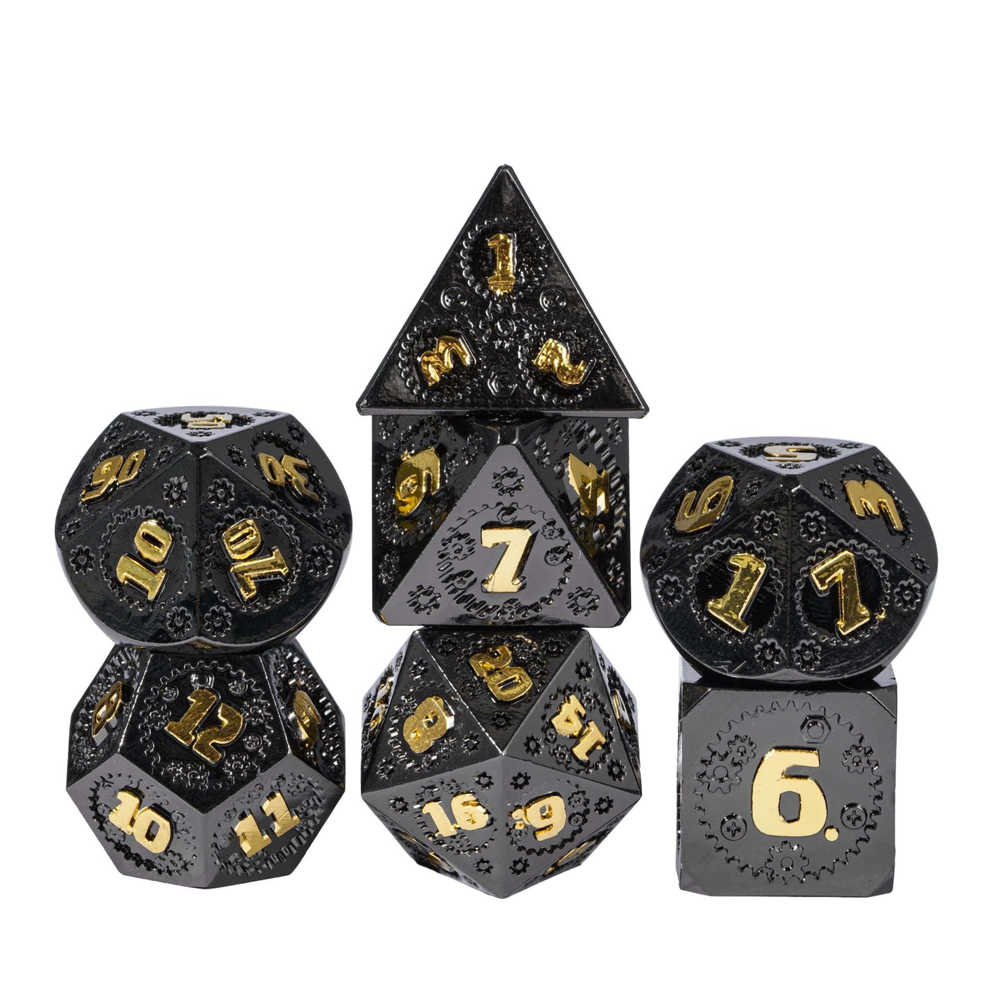 Cusdie 7-Die Metal DND Dice Set, Mechanical Gear Metal Polyhedral D&D ...