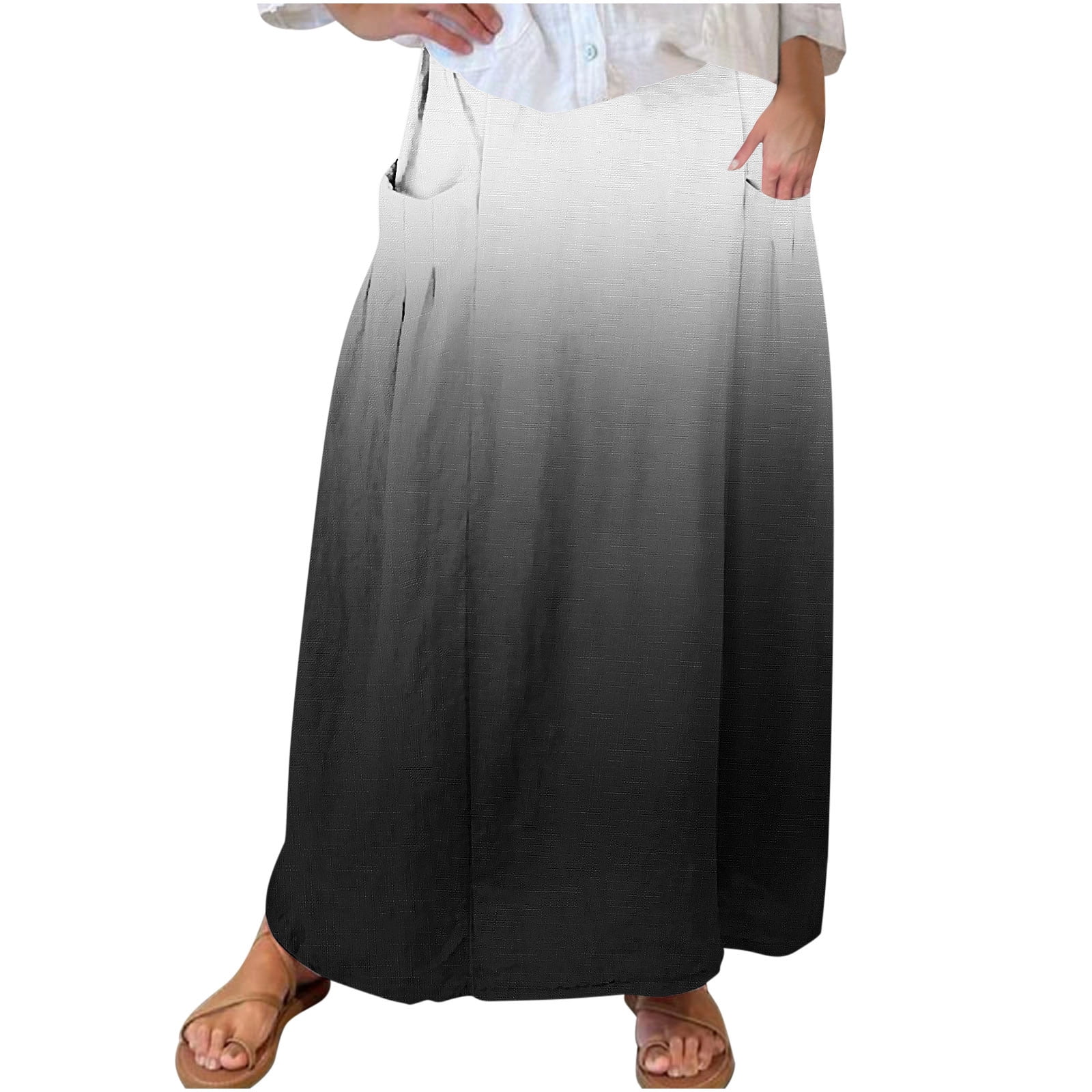 Click here for Gigrtijin Womens Gradient Elastic Waist Midi Skirt... prices