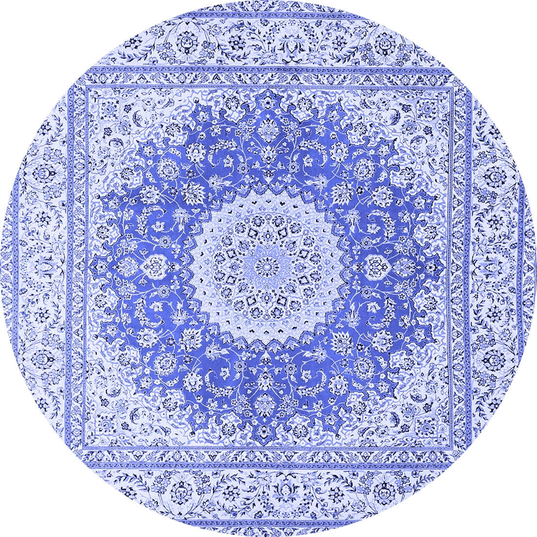 Ahgly Company Indoor Round Medallion Blue Traditional Area Rugs, 6 ...