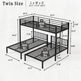 Triple Bunk Bed, Twin Over Twin Metal Bunk Bed Frame with Safety ...